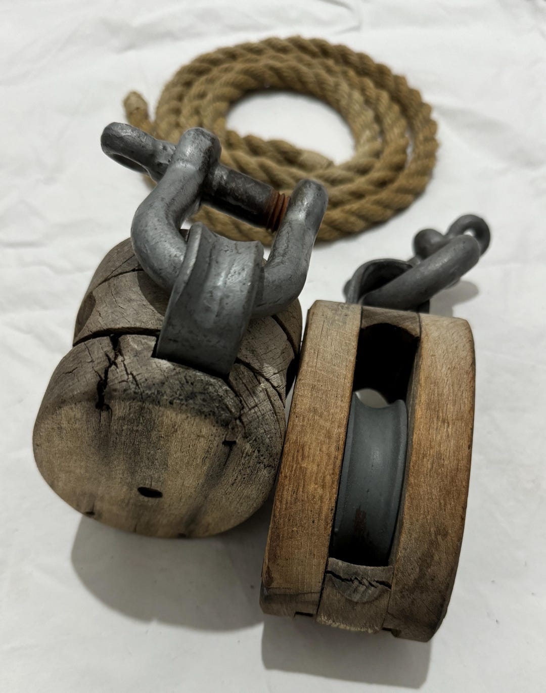 Antique Ship Block Ship Roller - Wooden Rigging Block - Tackle - Pulley ...