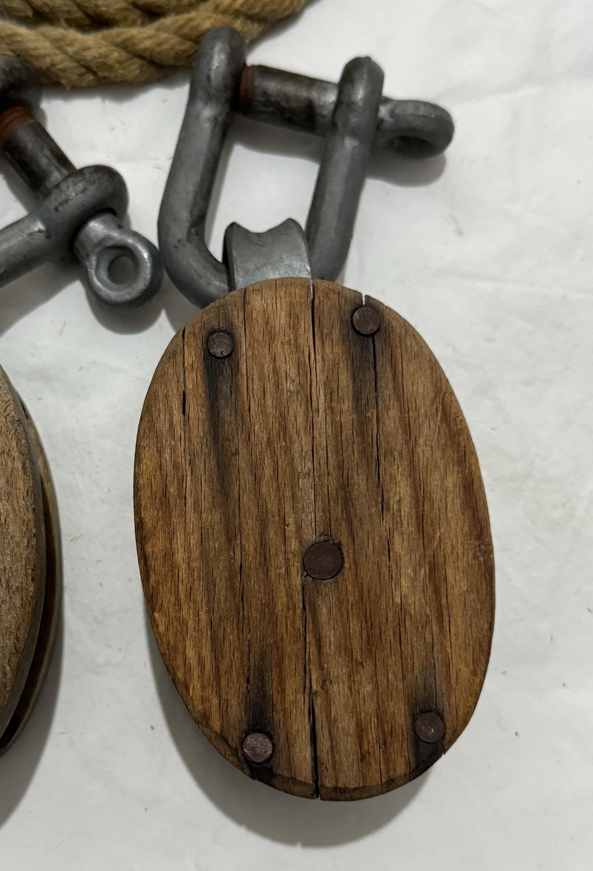 Antique Ship Block Ship Roller Wooden Rigging Block Tackle Pulley Block ...