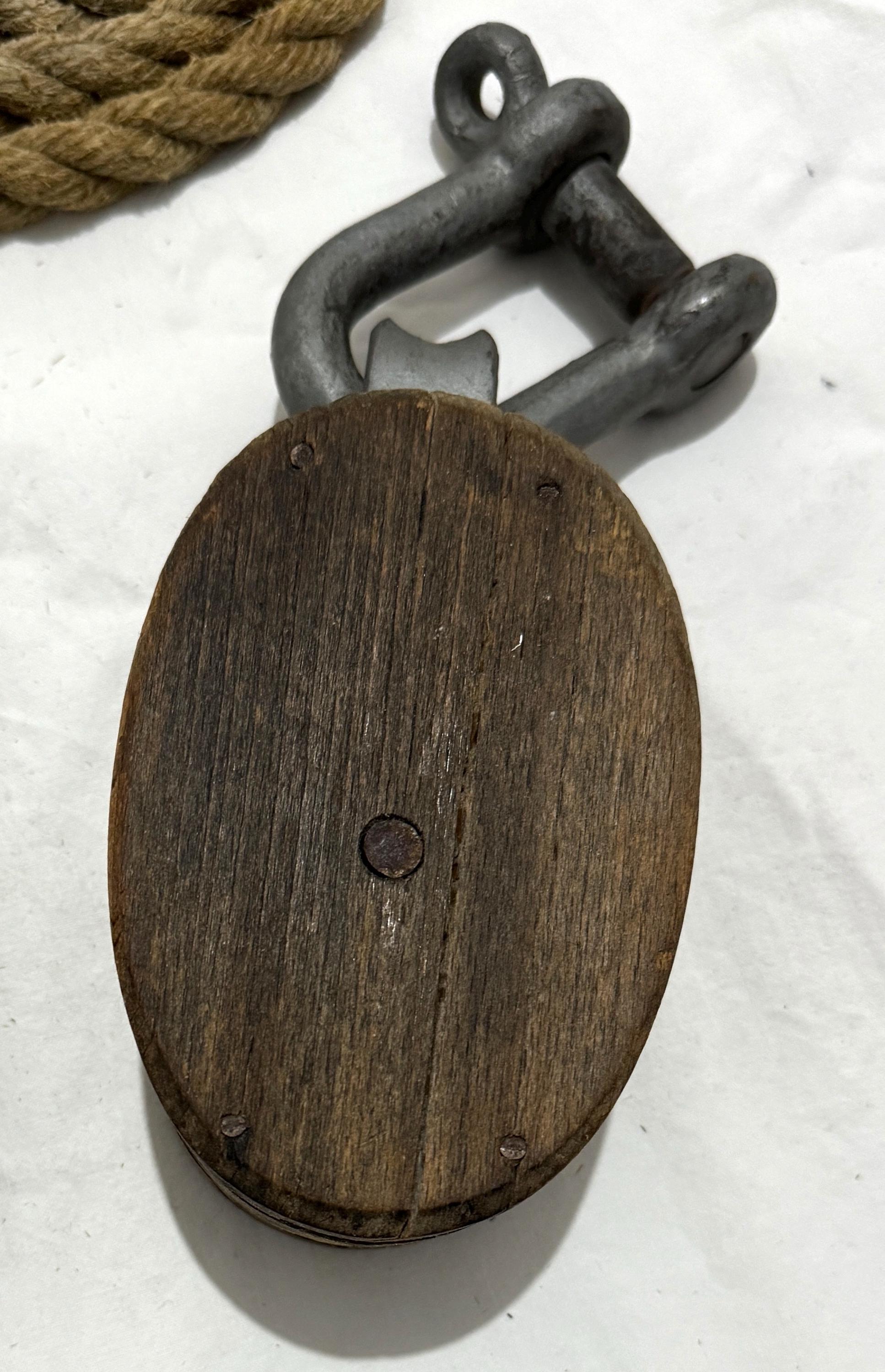 Antique Ship Block Ship Roller Wooden Rigging Block Tackle Pulley Block ...