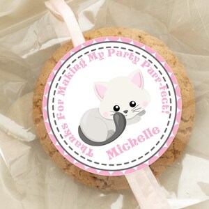 Cat Birthday Party Sticker Labels, Cat Party Stickers, Cat Party ...