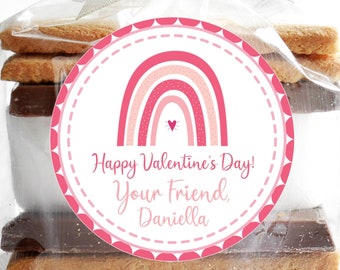 Pink Boho Rainbow Valentine's Day Stickers - Etsy