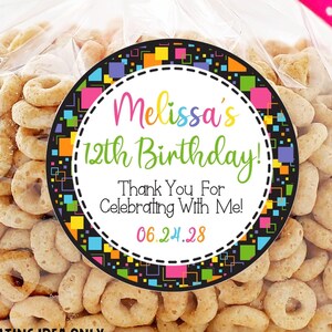Neon Birthday Party Stickers, Neon Birthday Decorations, Neon Party ...