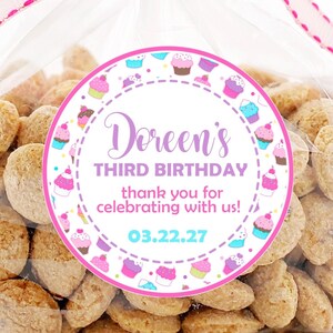 Cupcake Birthday Party Stickers or Favor Tags, Cupcake Birthday ...