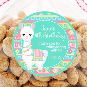 Llama Birthday Party Stickers or Favor Tags, Llama Birthday Decorations ...