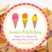 Ice Cream Birthday Party Stickers or Favor Tags, Summer Ice Cream ...