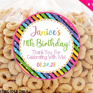 Neon Birthday Party Stickers, Neon Birthday Decorations, Neon Party ...