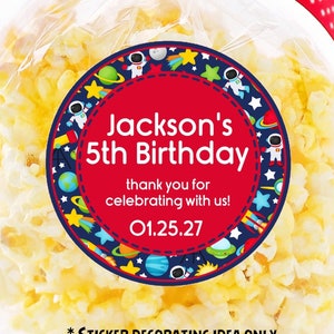 Space Birthday Party Stickers or Favor Tags, Space Birthday Decorations ...