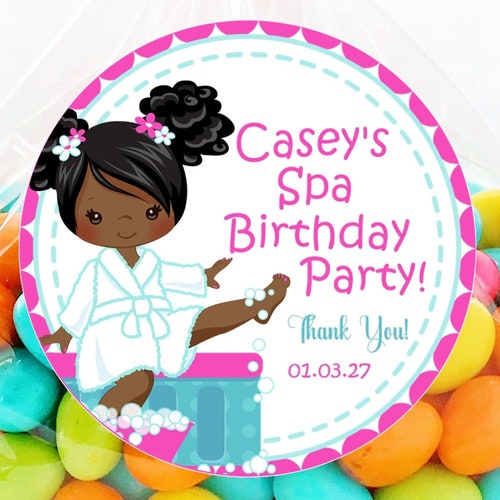 Spa Birthday Party Stickers or Favor Tags Spa Birthday - Etsy