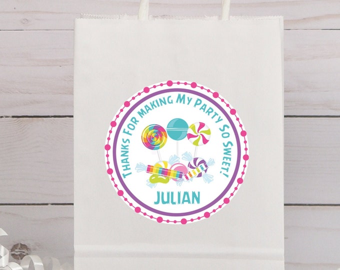 Candy Birthday Party Sticker Labels Candy Party Stickers | Etsy