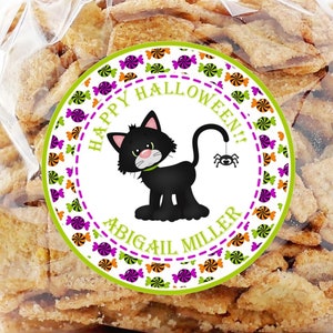 Black Cat Halloween Party Stickers or Favor Tags - Etsy