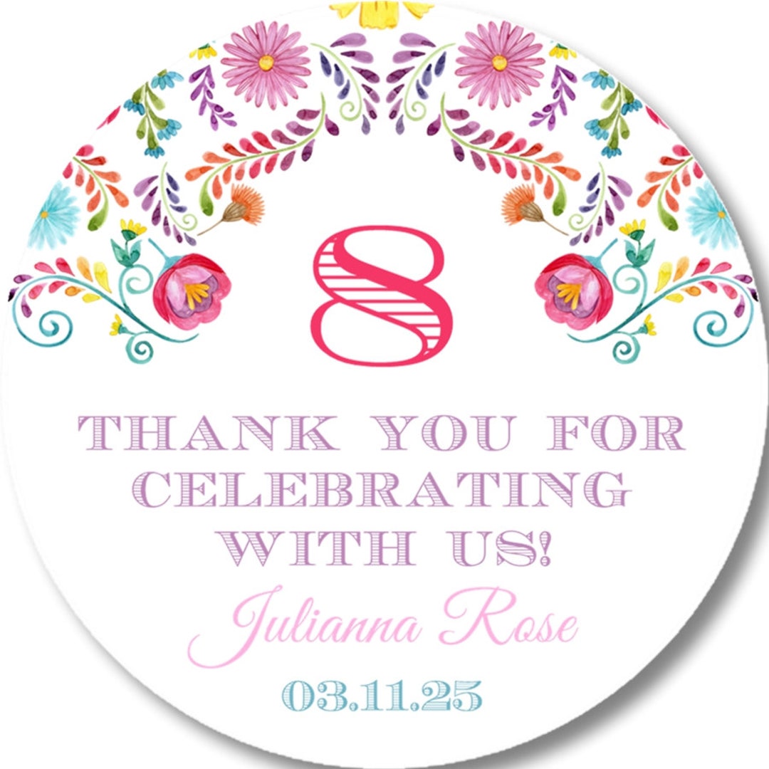 Fiesta Birthday Party Stickers, Fiesta Birthday Favor Tags - Etsy