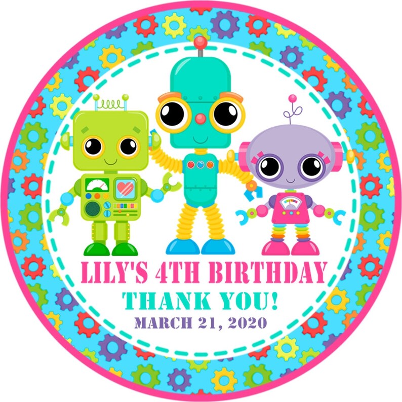 Robot Birthday Party Stickers Robot Birthday Favor Tags - Etsy