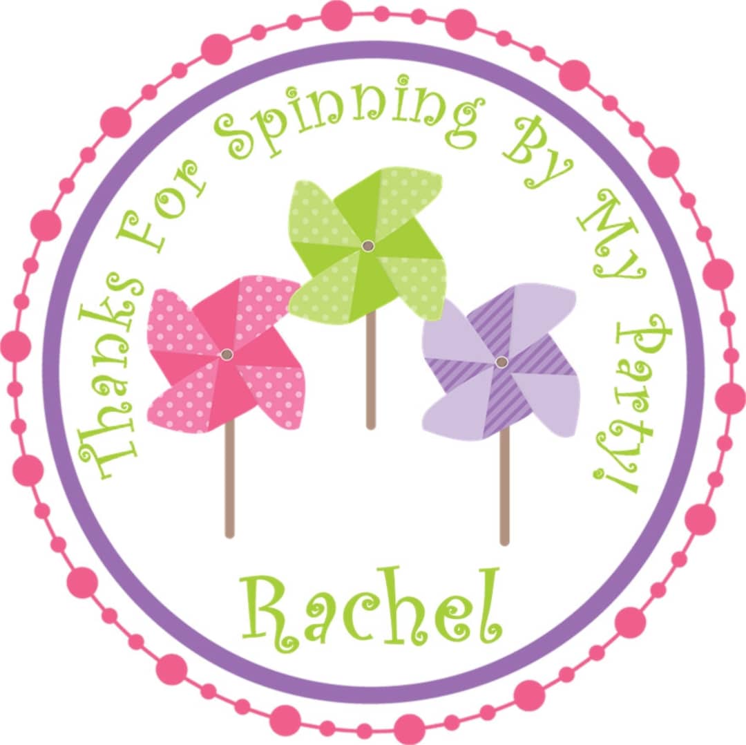 Pinwheel Birthday Party Sticker Labels, Pinwheel Party Stickers ...