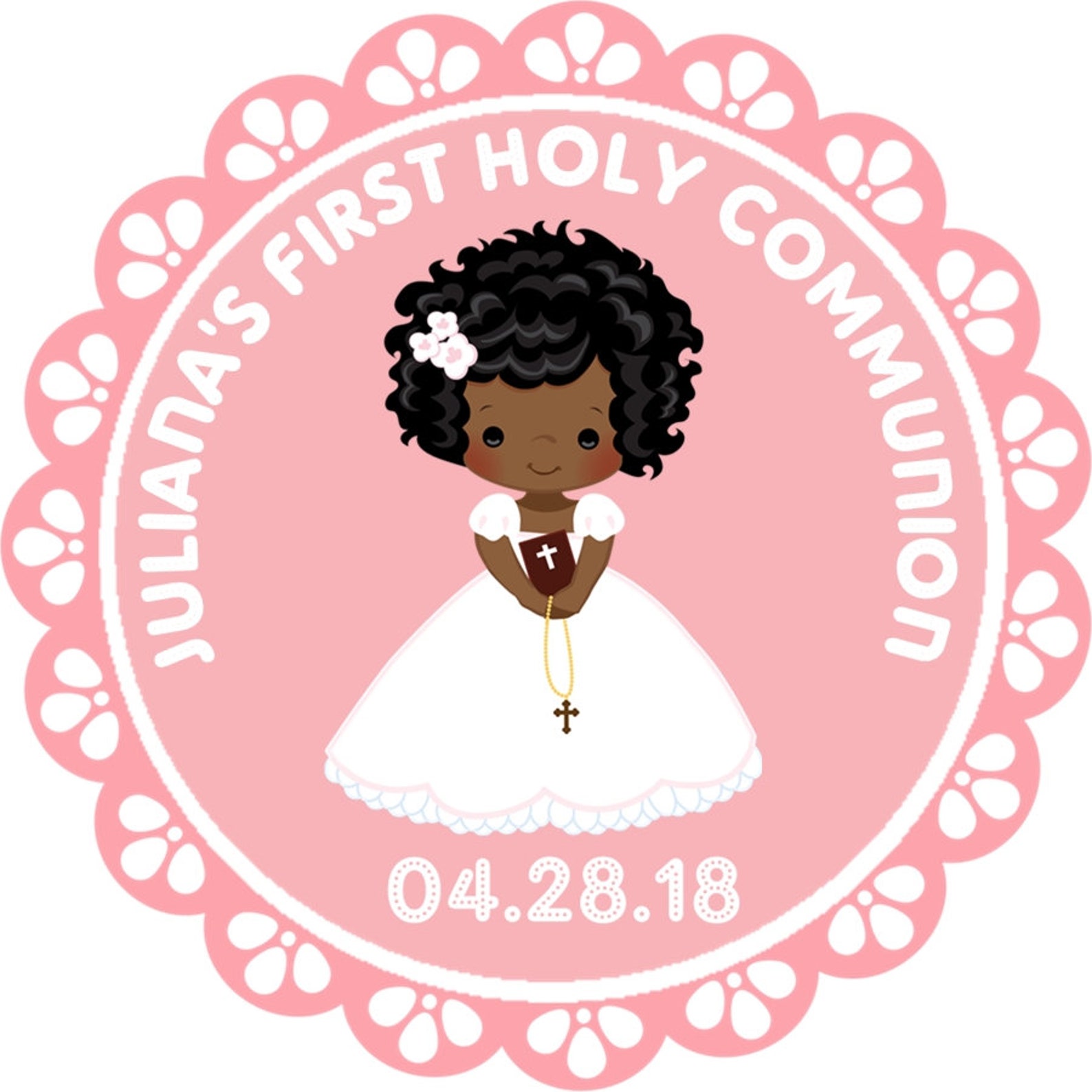 Pink Girl First Holy Communion Sticker Labels, Pink Communion Stickers ...
