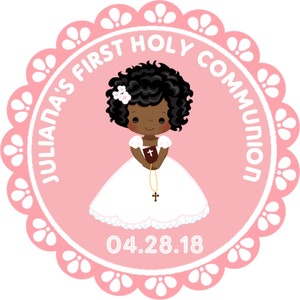 Pink Girl First Holy Communion Sticker Labels, Pink Communion Stickers ...