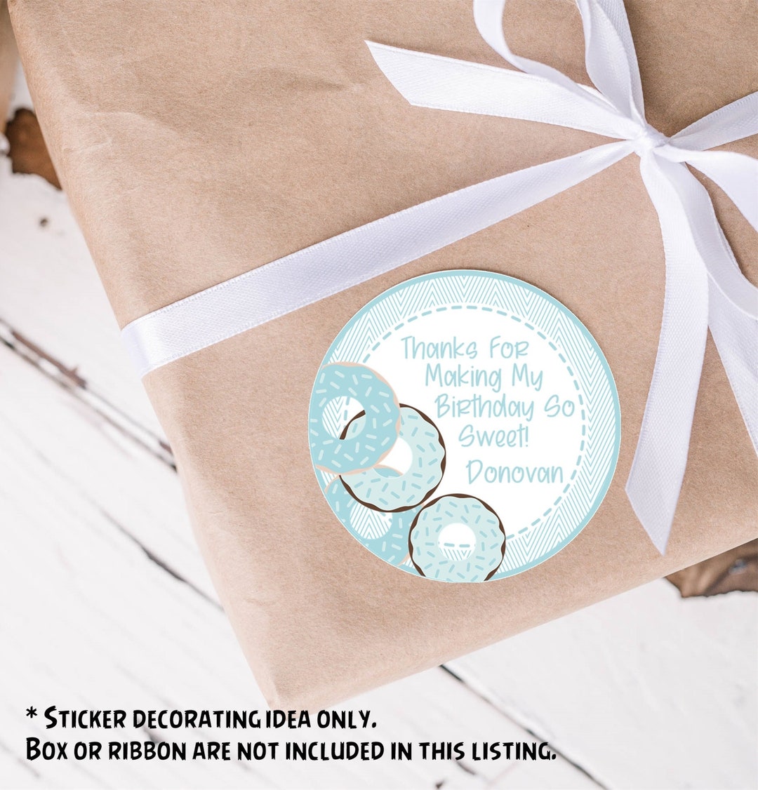 Blue Donut Birthday Party Sticker Labels, Boys Donut Shower Stickers ...