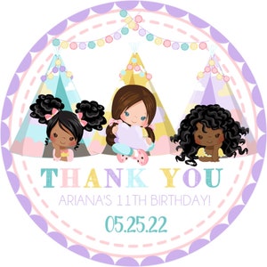 Pajama Birthday Party Favor Sticker, Pajama Birthday Party Favor Label ...
