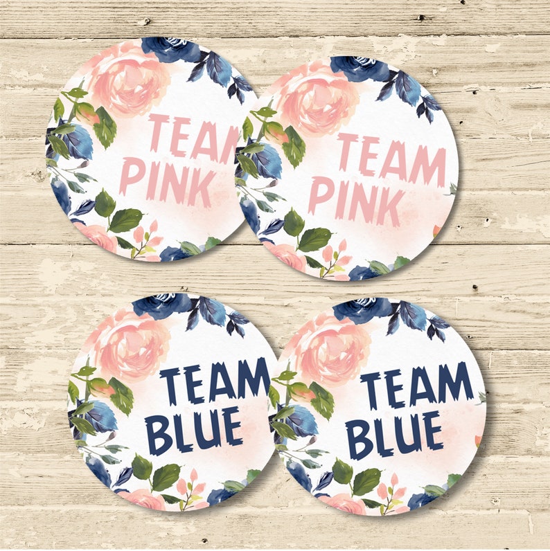 Gender Reveal Stickers Team Pink Team Blue Gender Reveal - Etsy