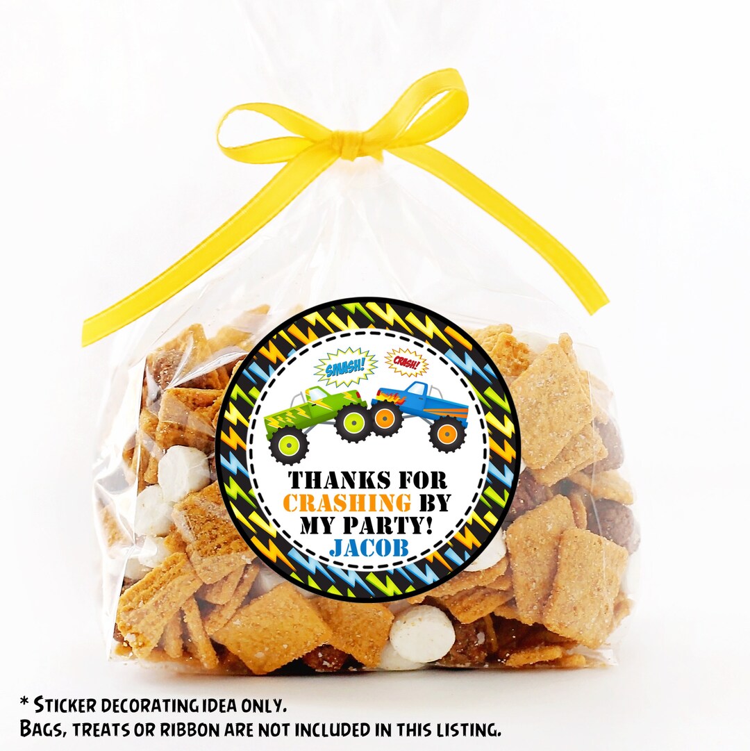 Monster Truck Birthday Party Stickers or Favor Tags, Monster Truck ...