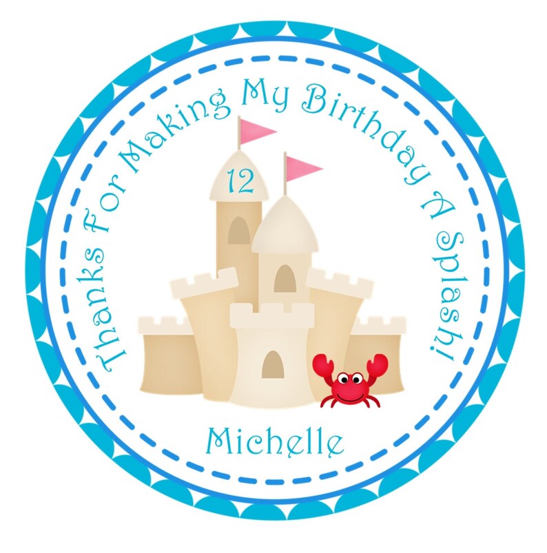 Beach Birthday Party Sticker Labels Beach Party Stickers - Etsy