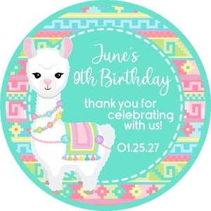 Llama Birthday Party Stickers or Favor Tags, Llama Birthday Decorations ...