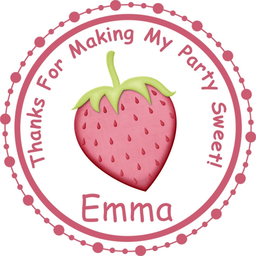 Strawberry Birthday Party Sticker Labels, Strawberry Party Stickers ...