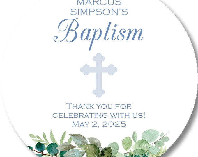 Blue Floral Holy Communion Favor Tag, First Holy Communion Sticker ...