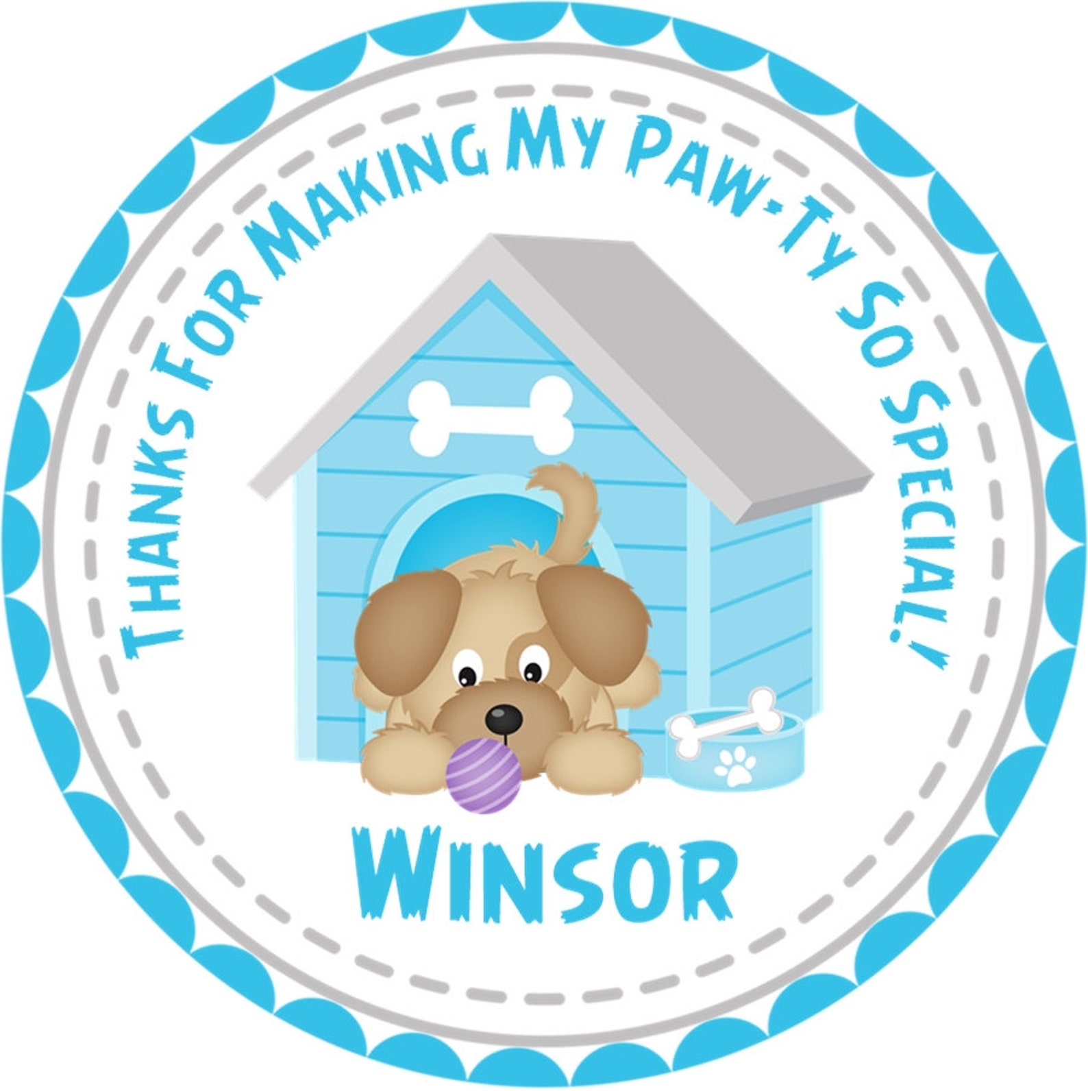 Puppy Dog Birthday Party Sticker Labels, Puppy Dog Party Stickers ...