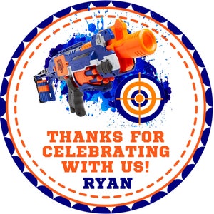 Nerf Birthday Party Stickers, Nerf Birthday Favor Tags - Etsy