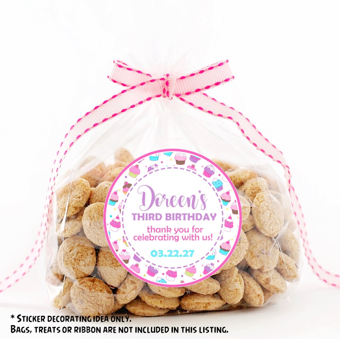 Cupcake Birthday Party Stickers or Favor Tags, Cupcake Birthday ...