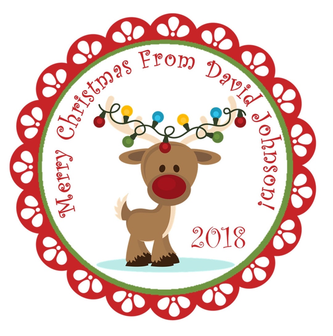 Rudolph Reindeer Christmas Sticker Labels - Etsy