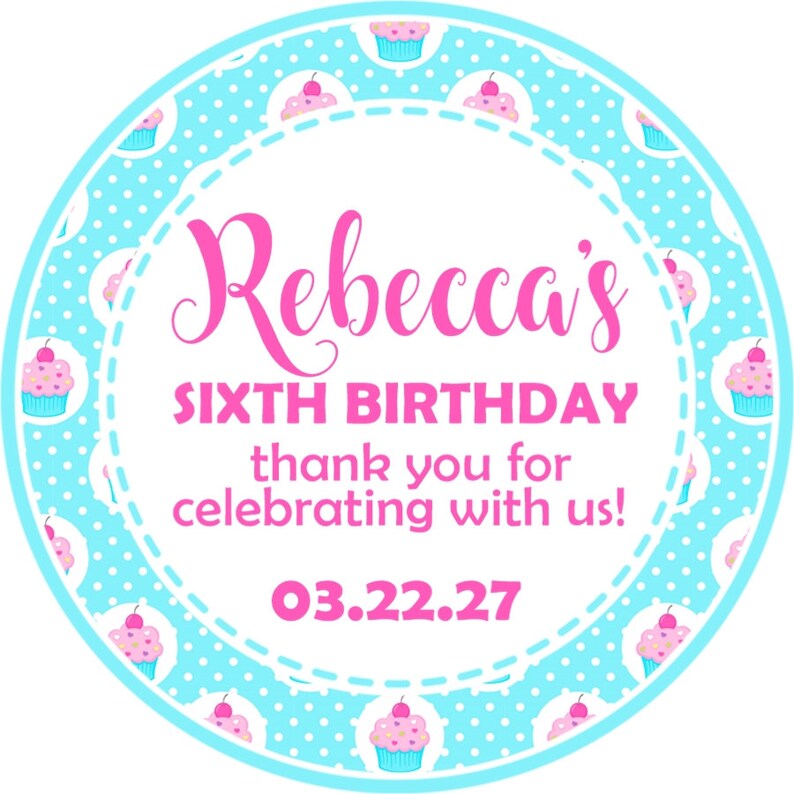 Cupcake Birthday Party Stickers or Favor Tags, Cupcake Birthday ...