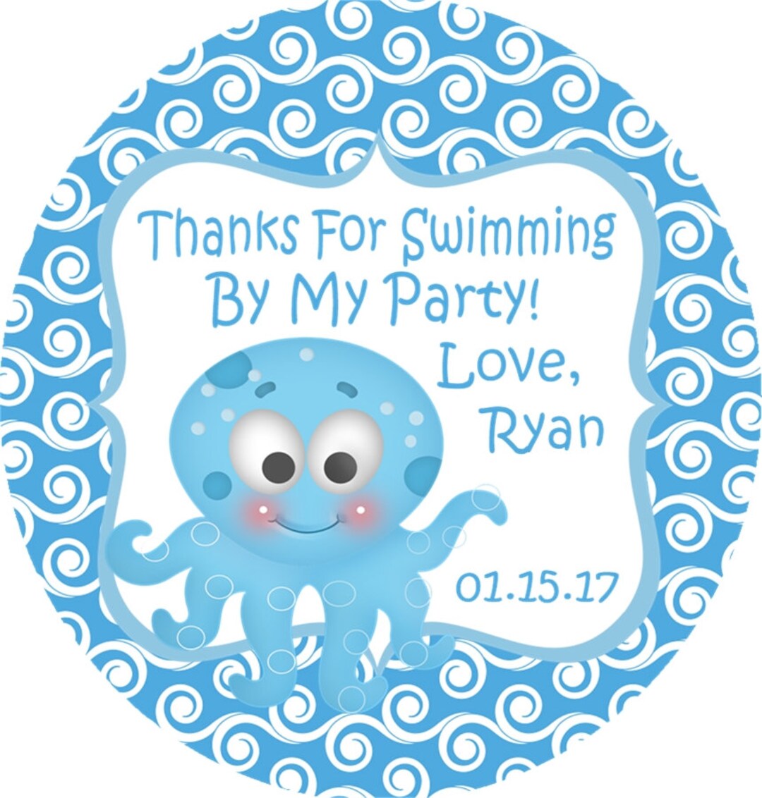 Boys Under the Sea Birthday Party Stickers or Favor Tags, Little Sea ...