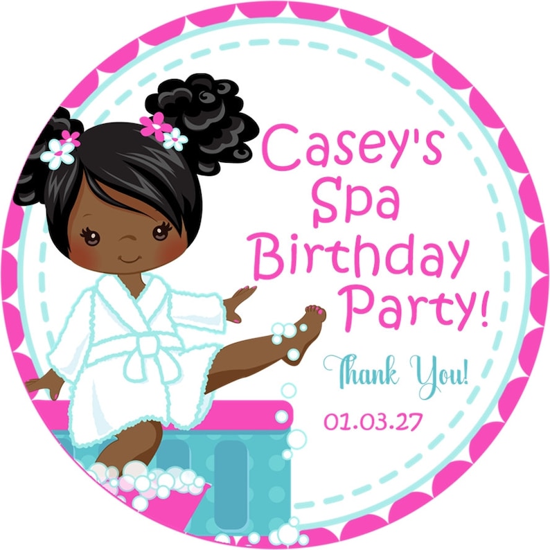 Spa Birthday Party Stickers or Favor Tags Spa Birthday - Etsy
