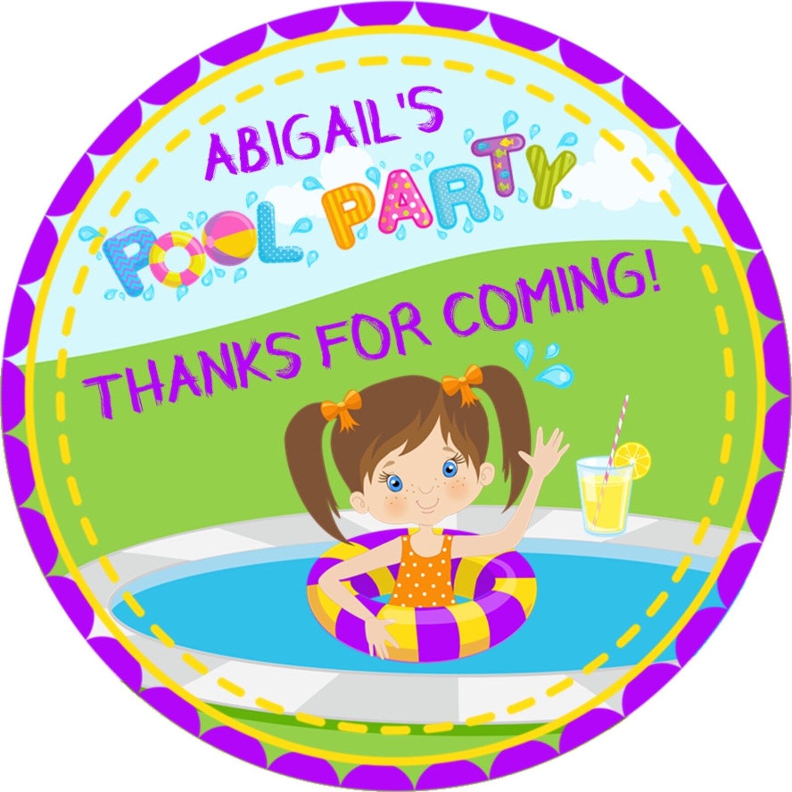 Girls Pool Party Stickers Pool Birthday Party Favor Tags For - Etsy France