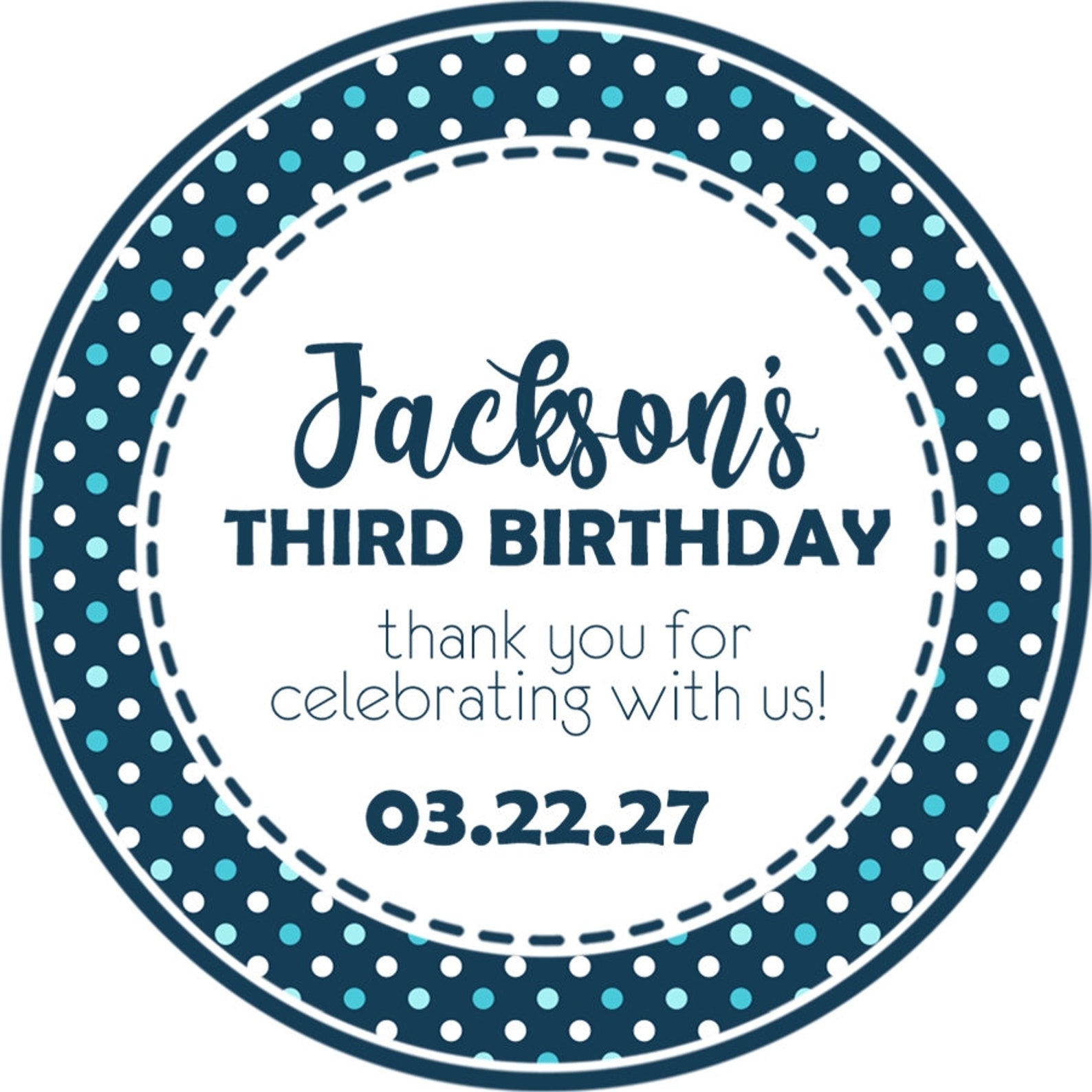 Blue Polka Dot Birthday Party Stickers or Favor Tags Blue - Etsy