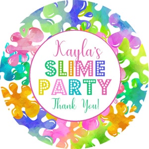 Slime Birthday Party Stickers or Favor Tags, Slime Birthday Decorations ...