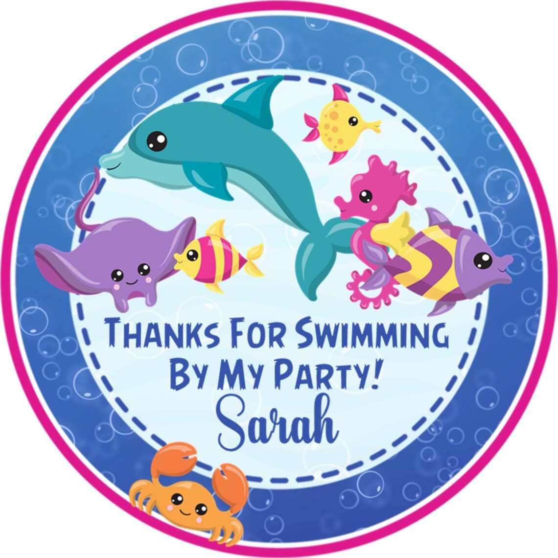 Girls Under the Sea Birthday Party Stickers or Favor Tags | Etsy