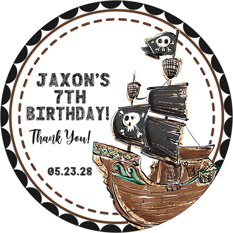 Pirate Birthday Party Stickers, Pirate Birthday Decorations, Pirate ...