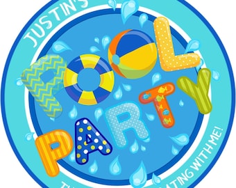 Boys Pool Party Stickers Pool Birthday Party Favor Tags for | Etsy