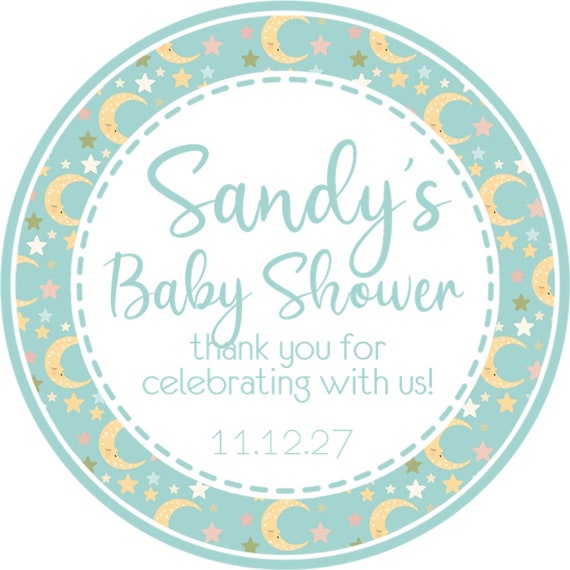 Gender Neutral Moon & Stars Baby Shower Stickers or Favor | Etsy