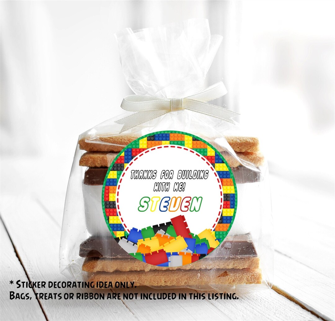 Building Blocks Birthday Party Stickers or Favor Tags, Building Blocks ...