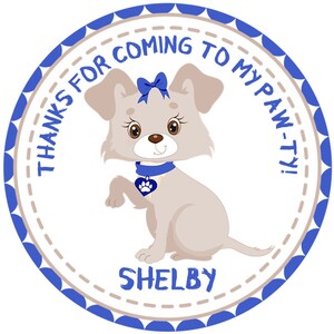 Puppy Dog Birthday Party Sticker Labels, Puppy Dog Party Stickers ...