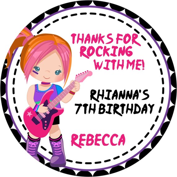 Girls Rock and Roll Birthday Party Stickers Girls Rock and | Etsy