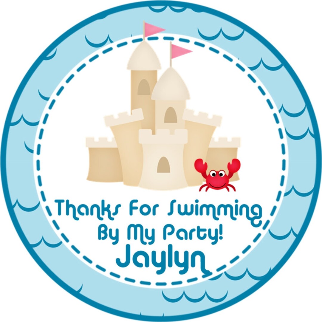 Beach Party Stickers or Favor Tags, Beach Birthday Party Decorations - Etsy