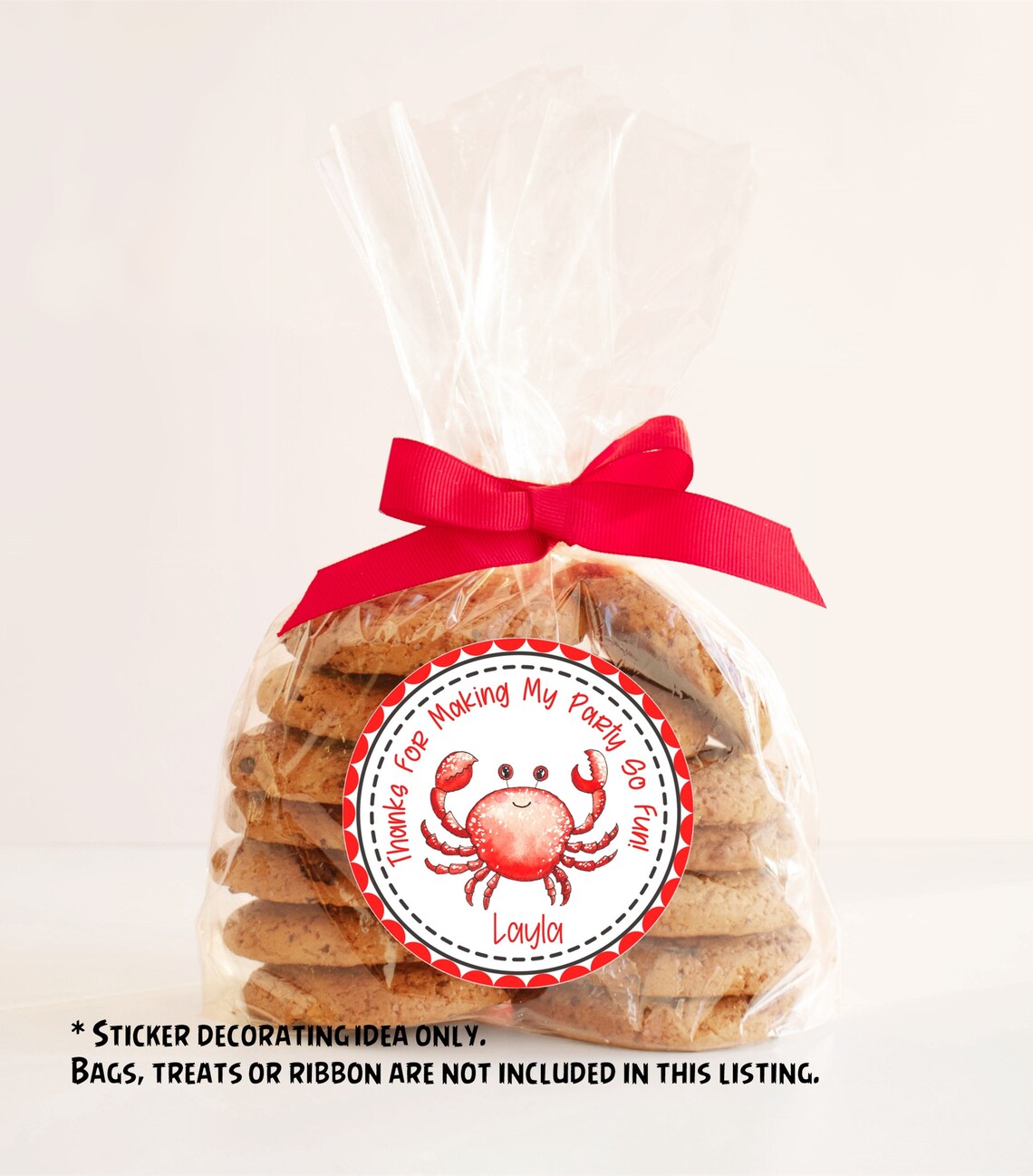 Red Crab Under the Sea Birthday Favor Sticker Crab Birthday - Etsy