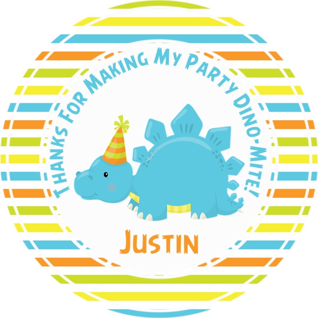 Dinosaur Birthday Party Stickers or Favor Tags, Dinosaur Birthday Party ...