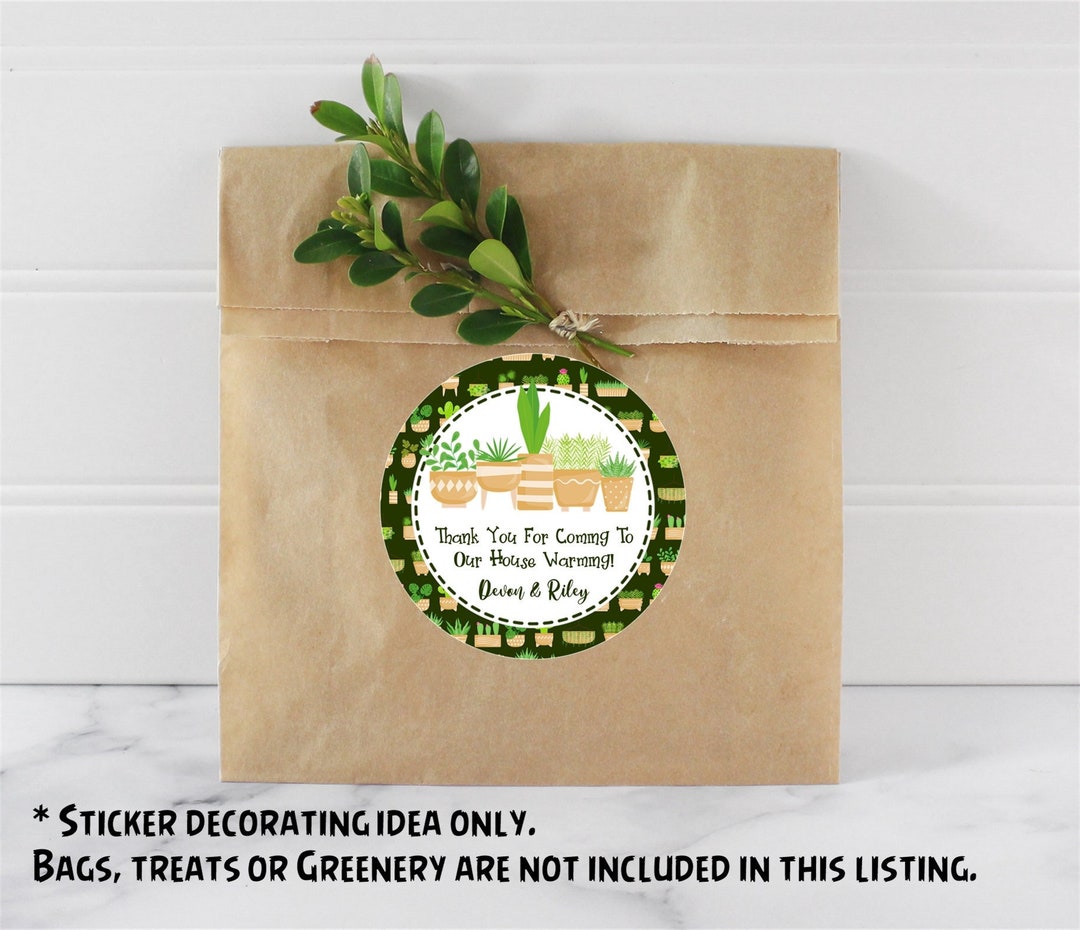 House Warming Party Stickers, House Plant House Warming Party Favor ...