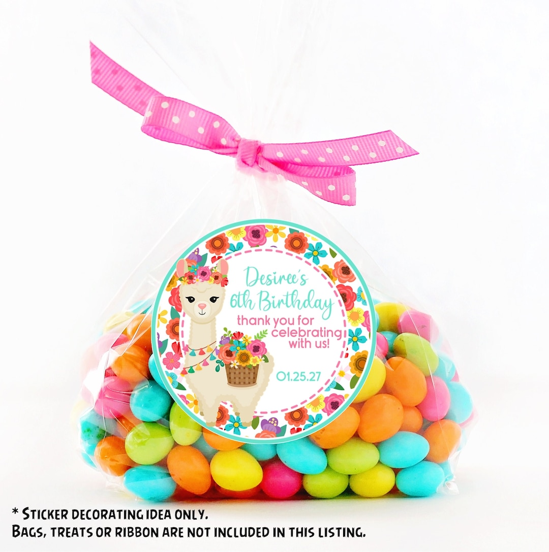 Llama Birthday Party Stickers or Favor Tags, Llama Birthday Decorations ...