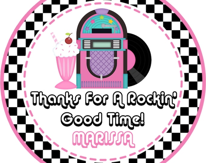 1950's Retro Sock Hop Birthday Favor Sticker 1950's | Etsy